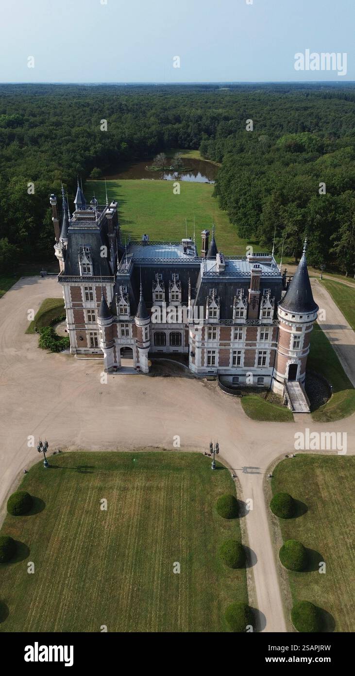 drone photo Vouzeron castle france europe Stock Photo - Alamy