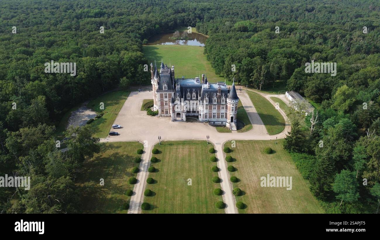 drone photo Vouzeron castle france europe Stock Photo - Alamy