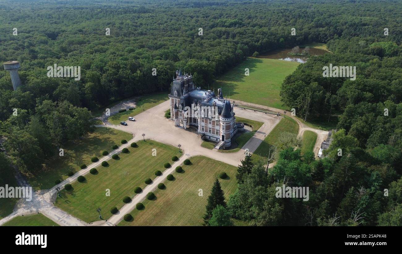 drone photo Vouzeron castle france europe Stock Photo - Alamy