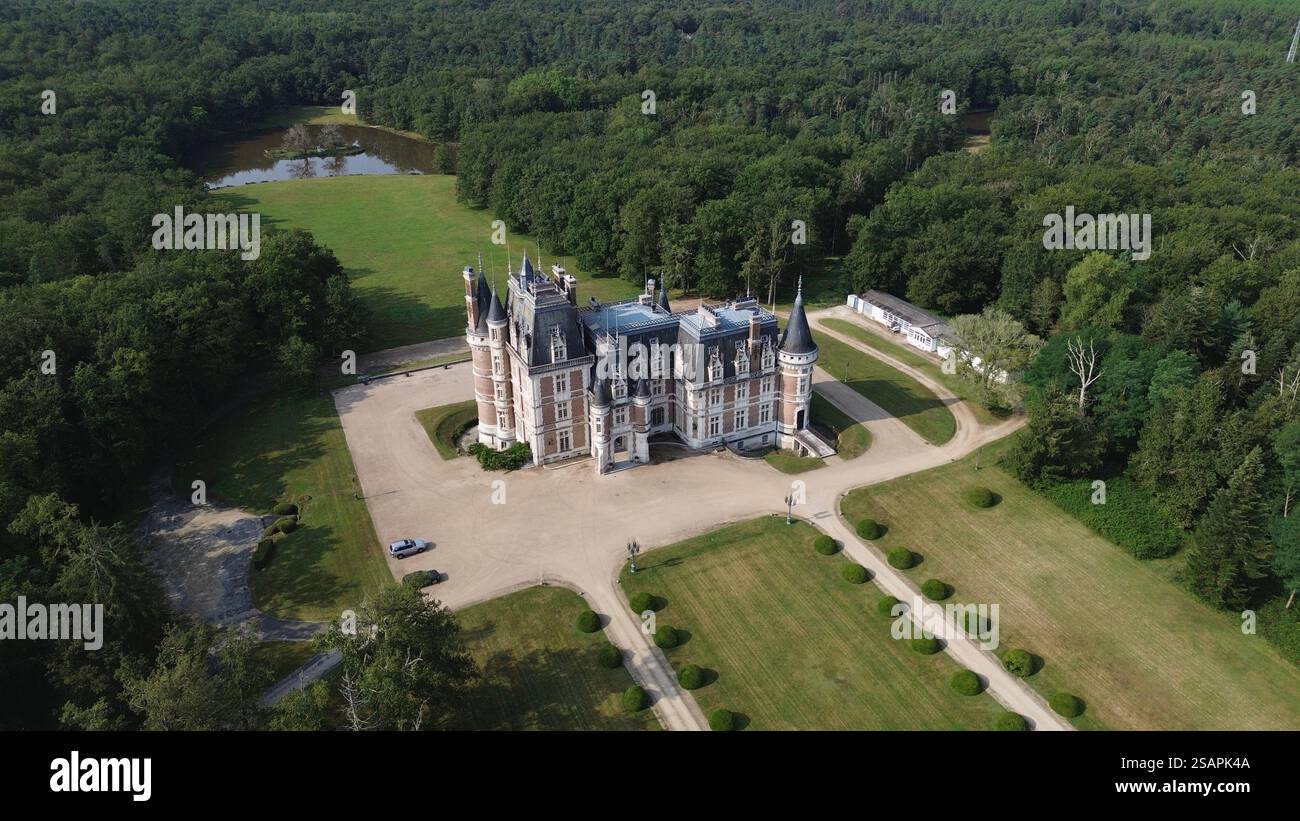 drone photo Vouzeron castle france europe Stock Photo - Alamy
