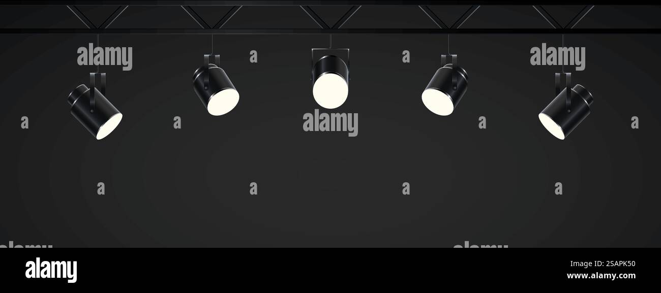 Spotlights with bright white light shining stage. Collections ...