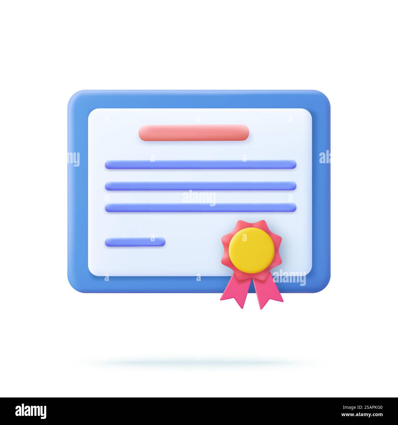 3d Achievement, award, grant, diploma concepts. certificate icon with ...