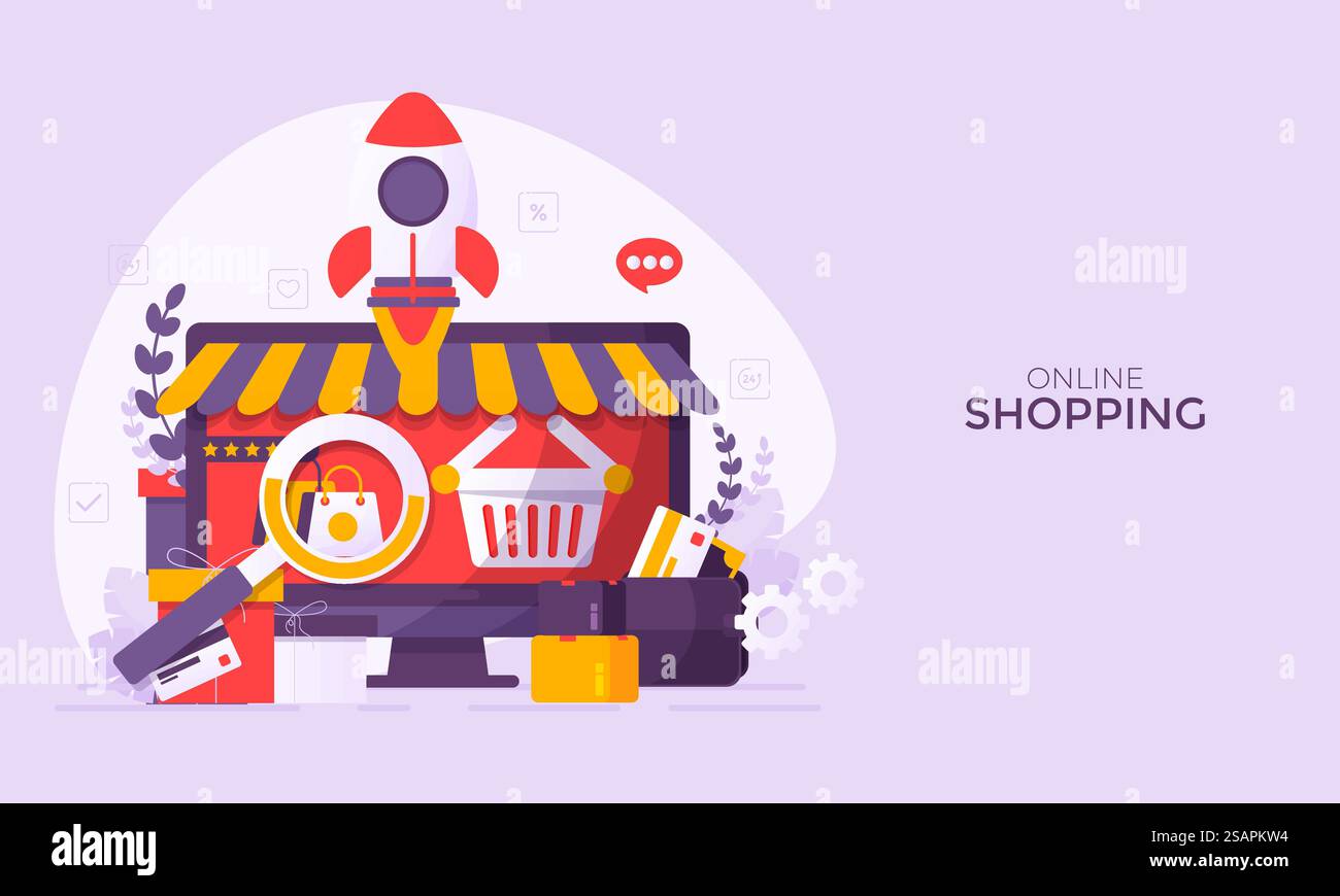 Online shopping store on website and mobile phone design. Smart ...