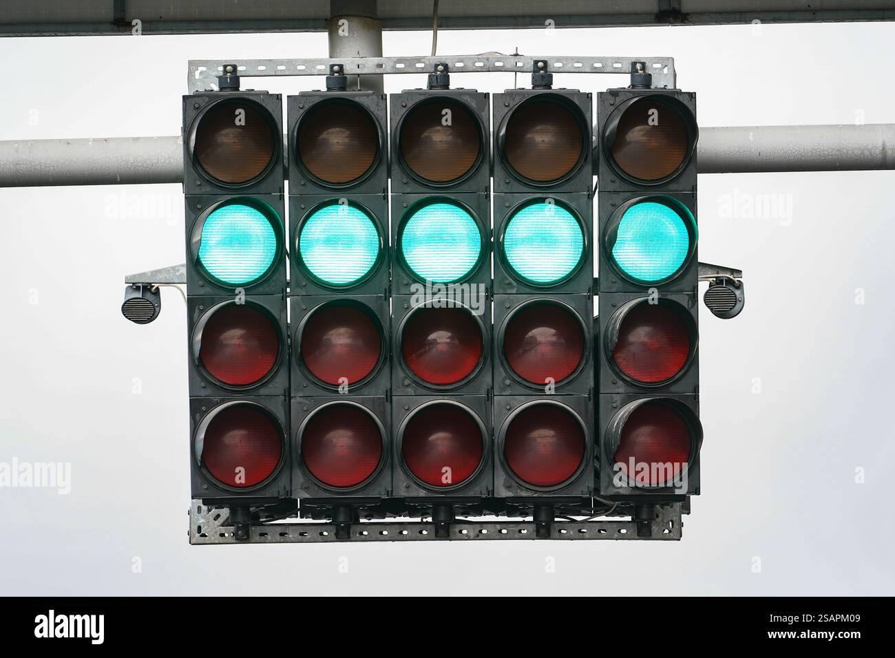 Green Start Lights in Racing Circuit Stock Photo - Alamy