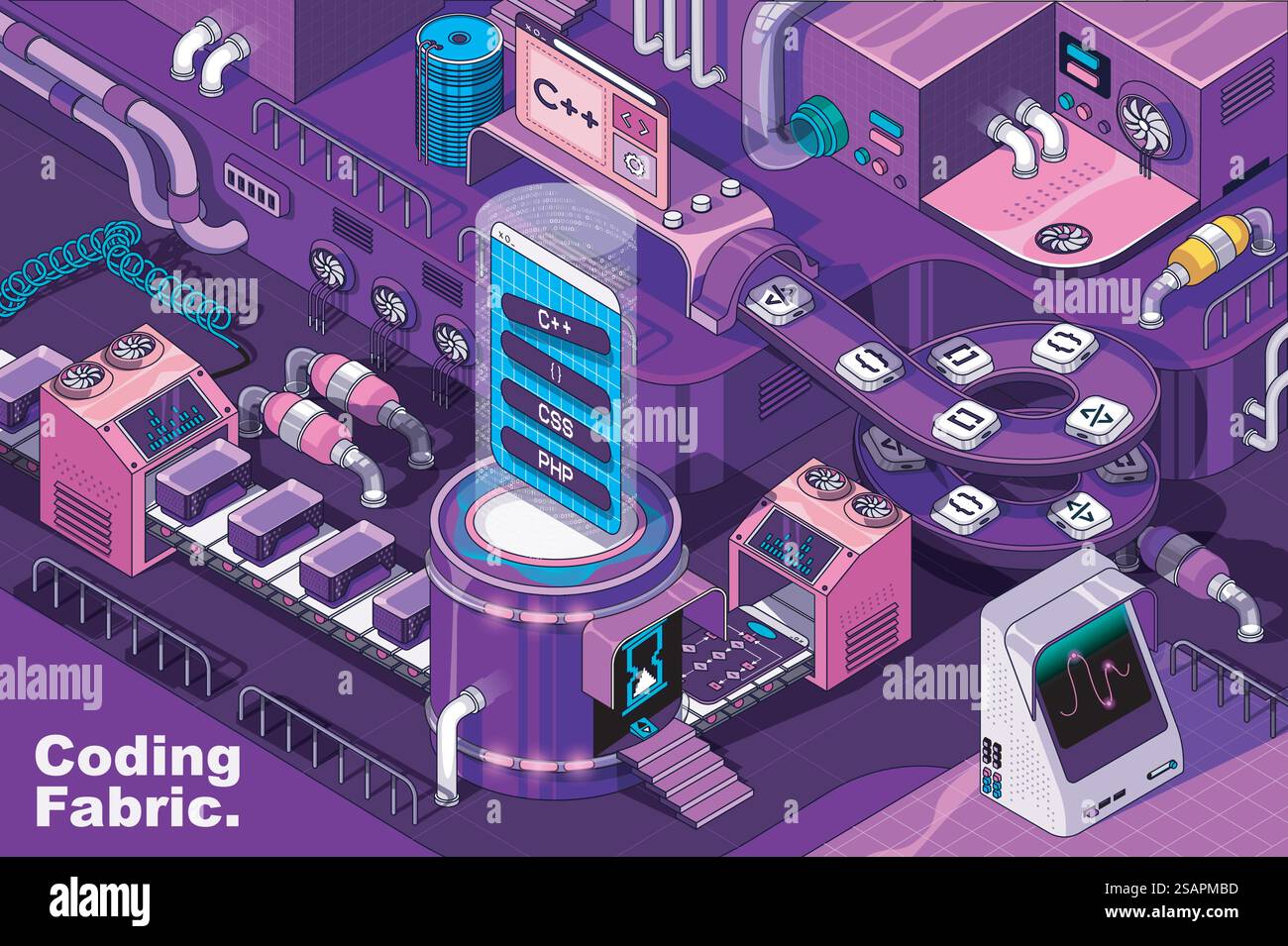 Coding And Programming Web Concept In 3d Isometric Design Software Programs And Scripts