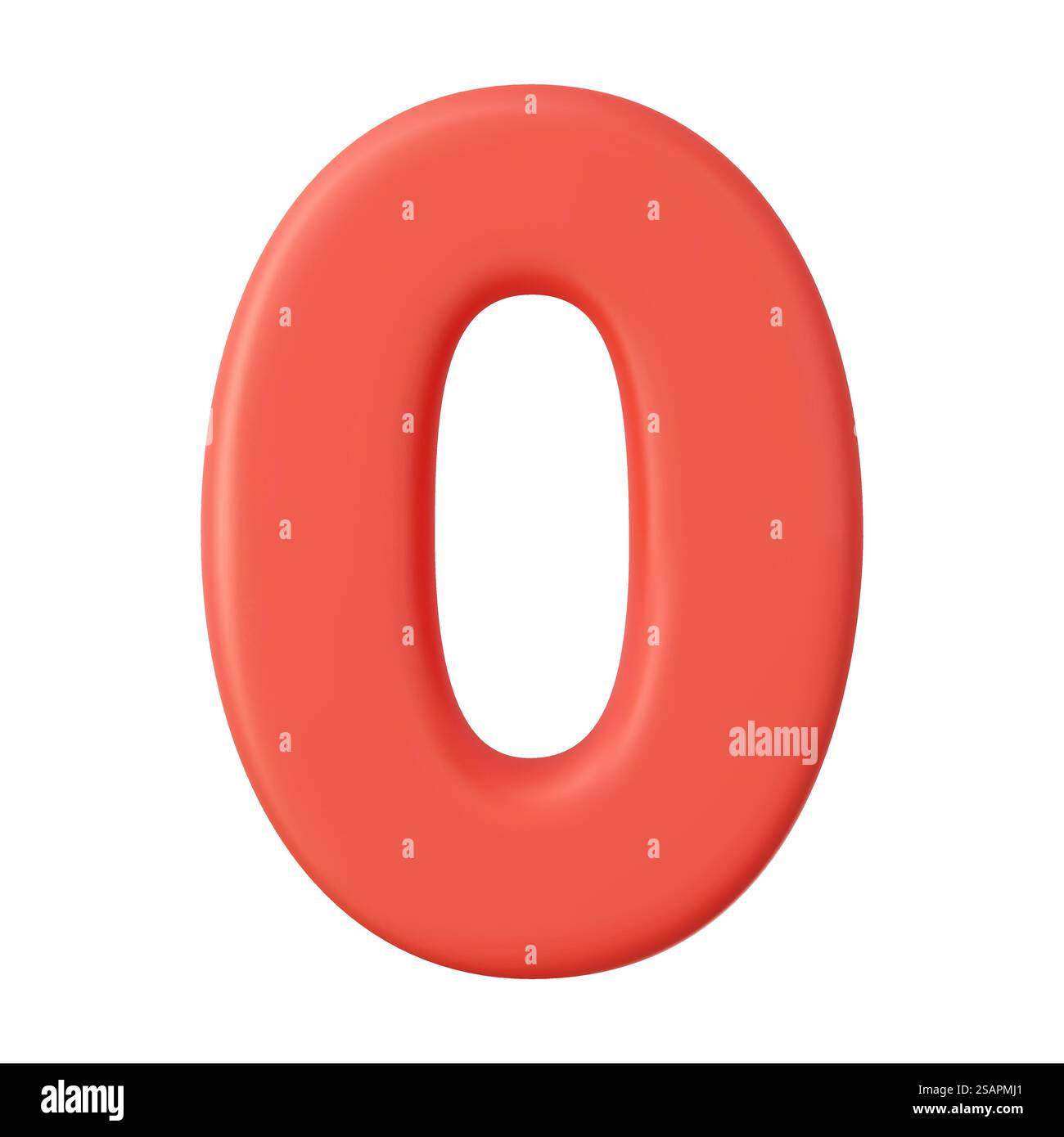 3d Number 0. Zero Number sign red color. Isolated on white background ...
