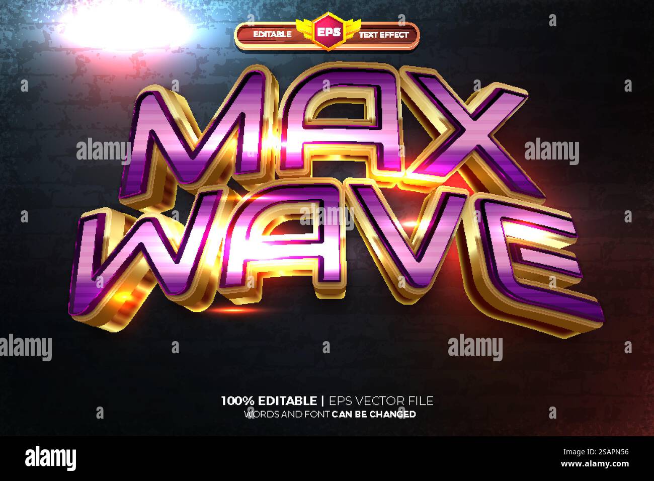 Max Wave Esport Game 3D Text Effect game logo template Stock Vector ...