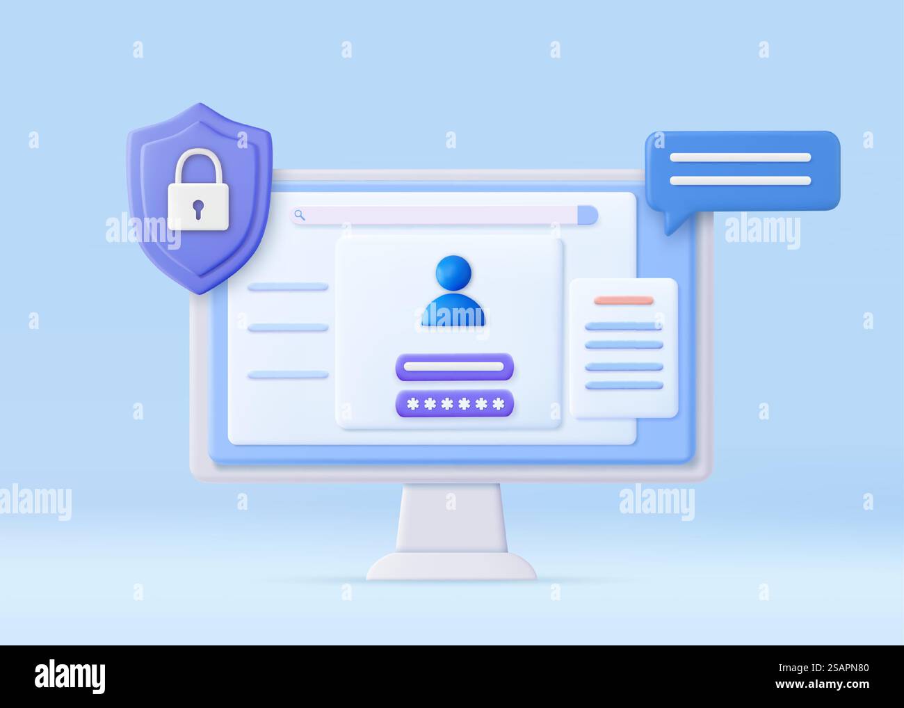 3d Login and password concept. Online file protection system concept ...