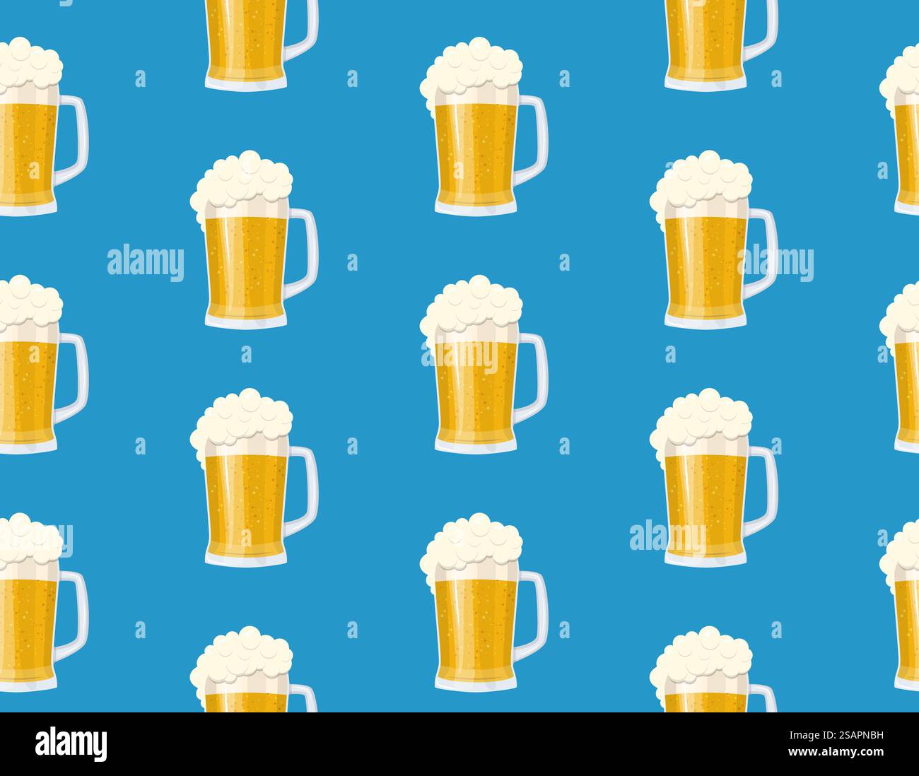 Seamless pattern mug of beer. Bar card. Alcohol party background. Pint ...