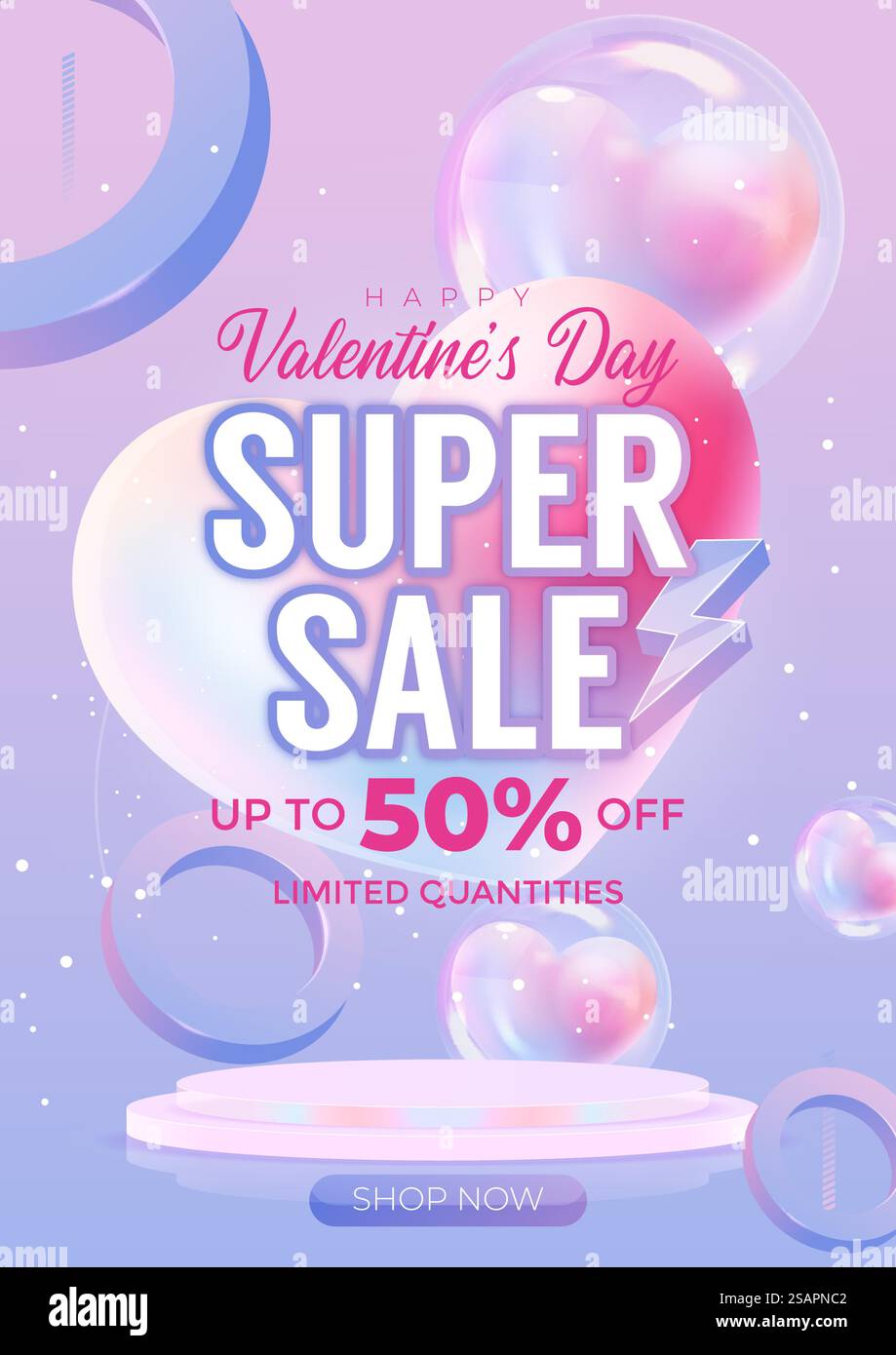 Valentines sale vector banner template. Valentines day store discount ...