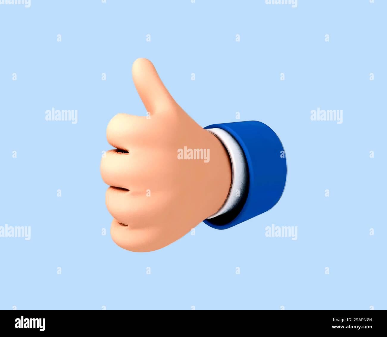 3D cartoon thumb up hand gesture isolated on blue background. Hand ...