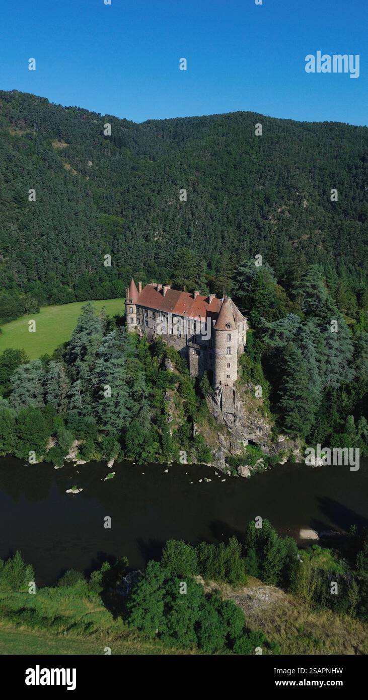 drone photo Lavoute Polignac castle france europe Stock Photo - Alamy