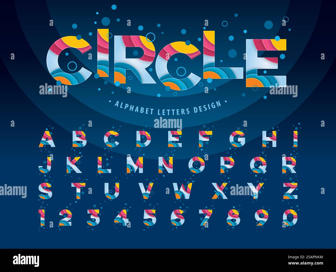 Abstract colorful circles inside alphabet letters and numbers hi-res ...