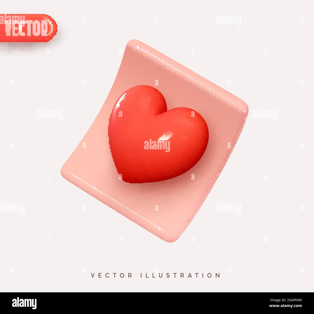 Paper notes. 3d vector icon paper sheet, letter sheet with red heart ...