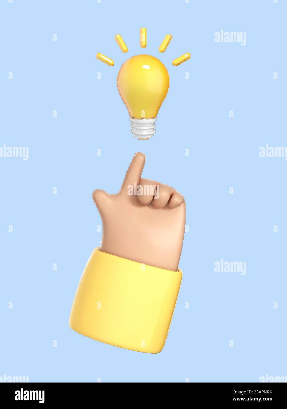 Pointing finger on bulb. Concept of big idea. Thinking, good idea and ...