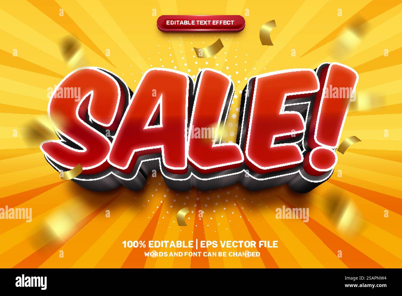 Red Sale promo bold 3d editable text effect Stock Vector Image & Art ...
