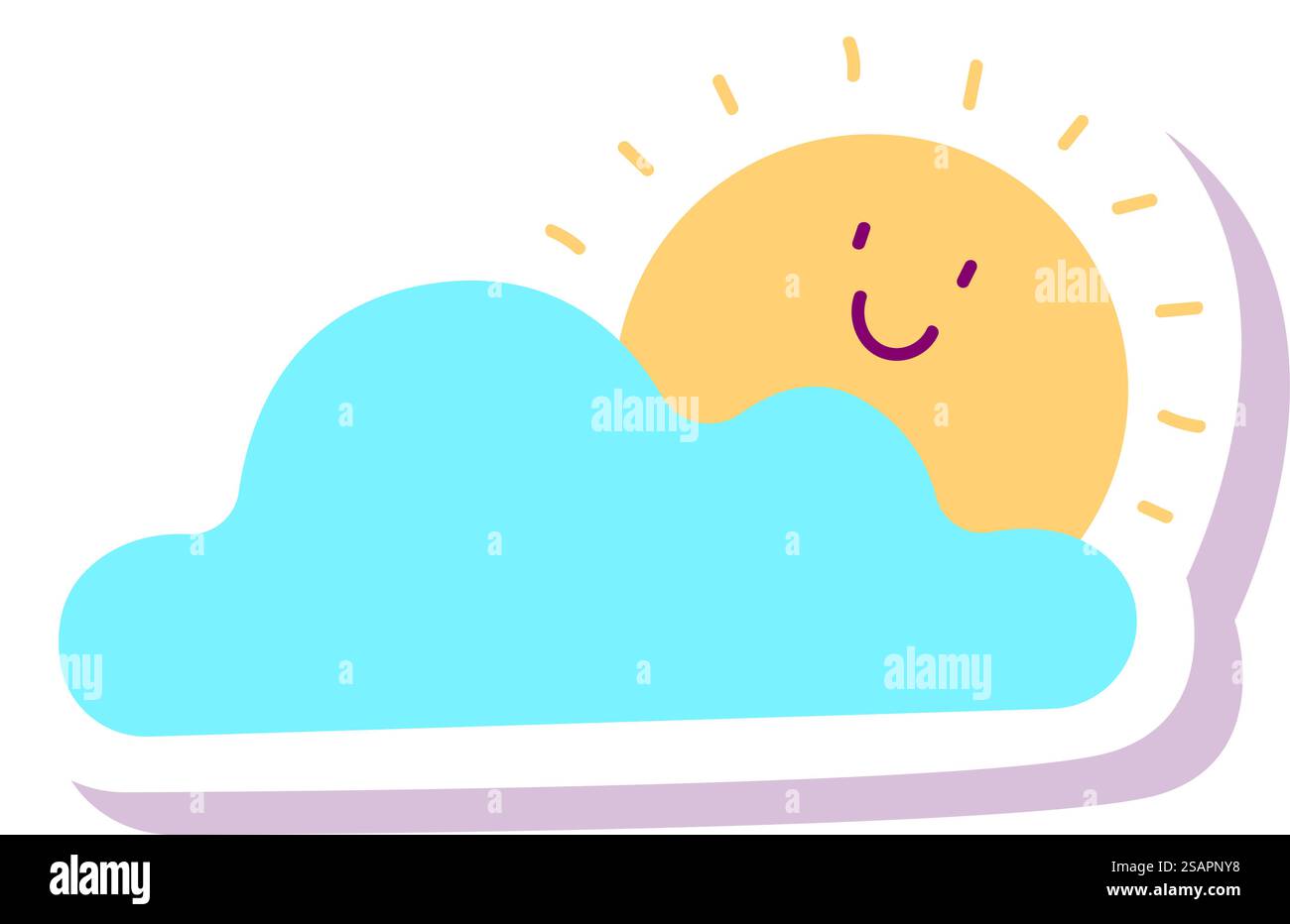 Cute weather sticker for dairy. Funny sun label isolated on white ...