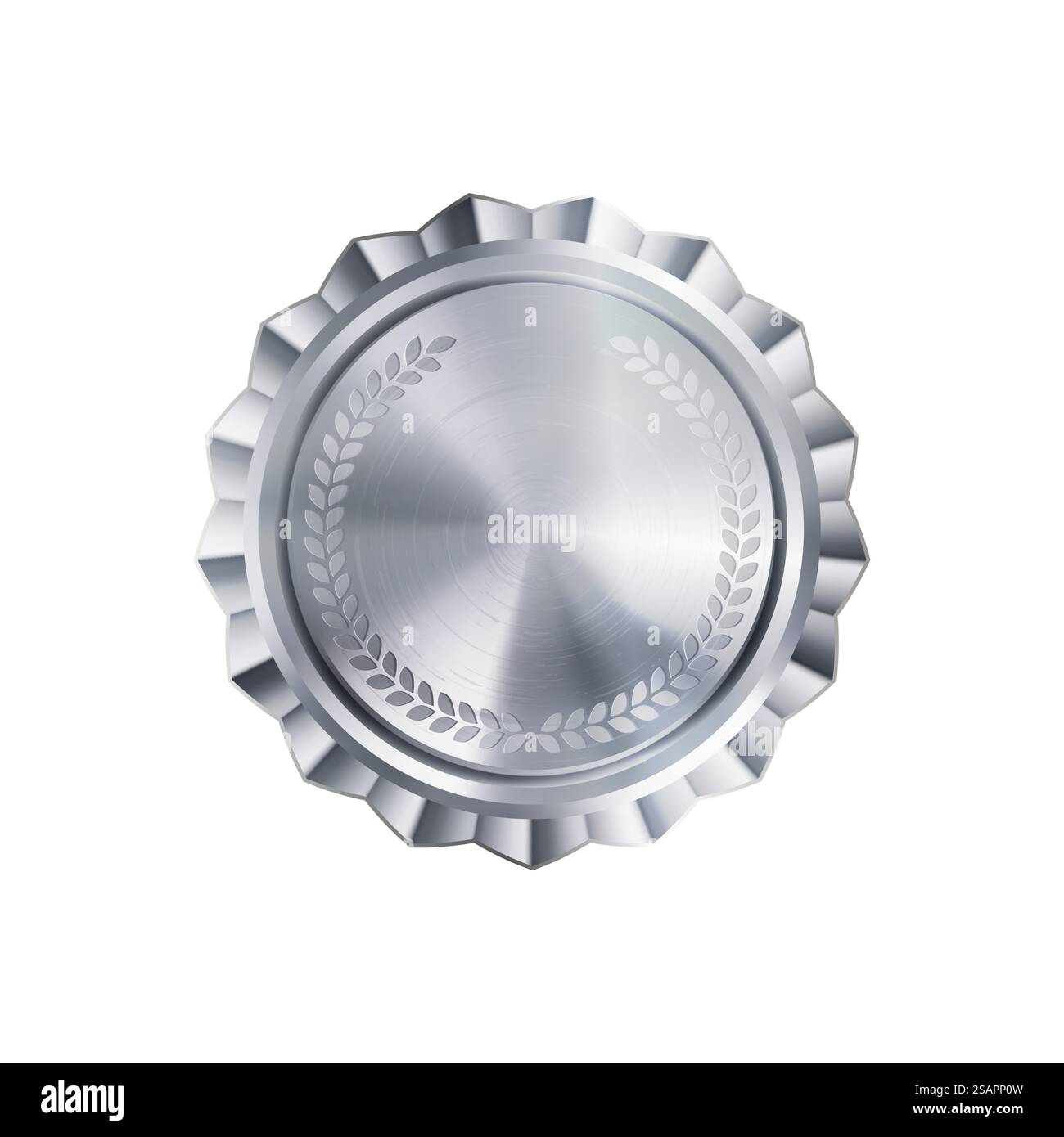 Blank silver medal template with engraved laurel wreath. Versatile ...