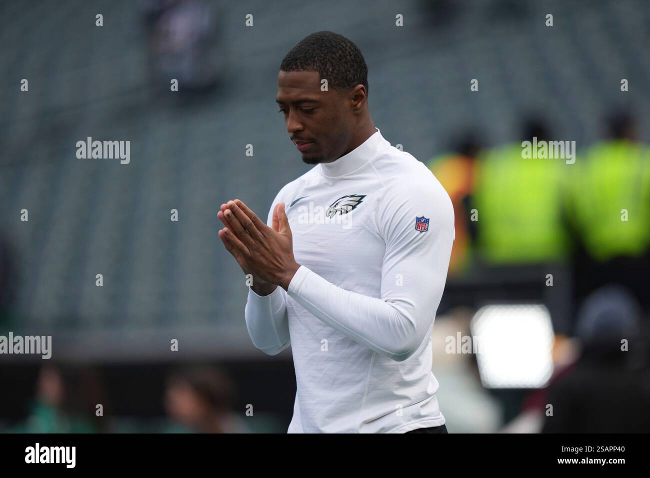 Philadelphia Eagles' Quinyon Mitchell reacts before the NFC ...