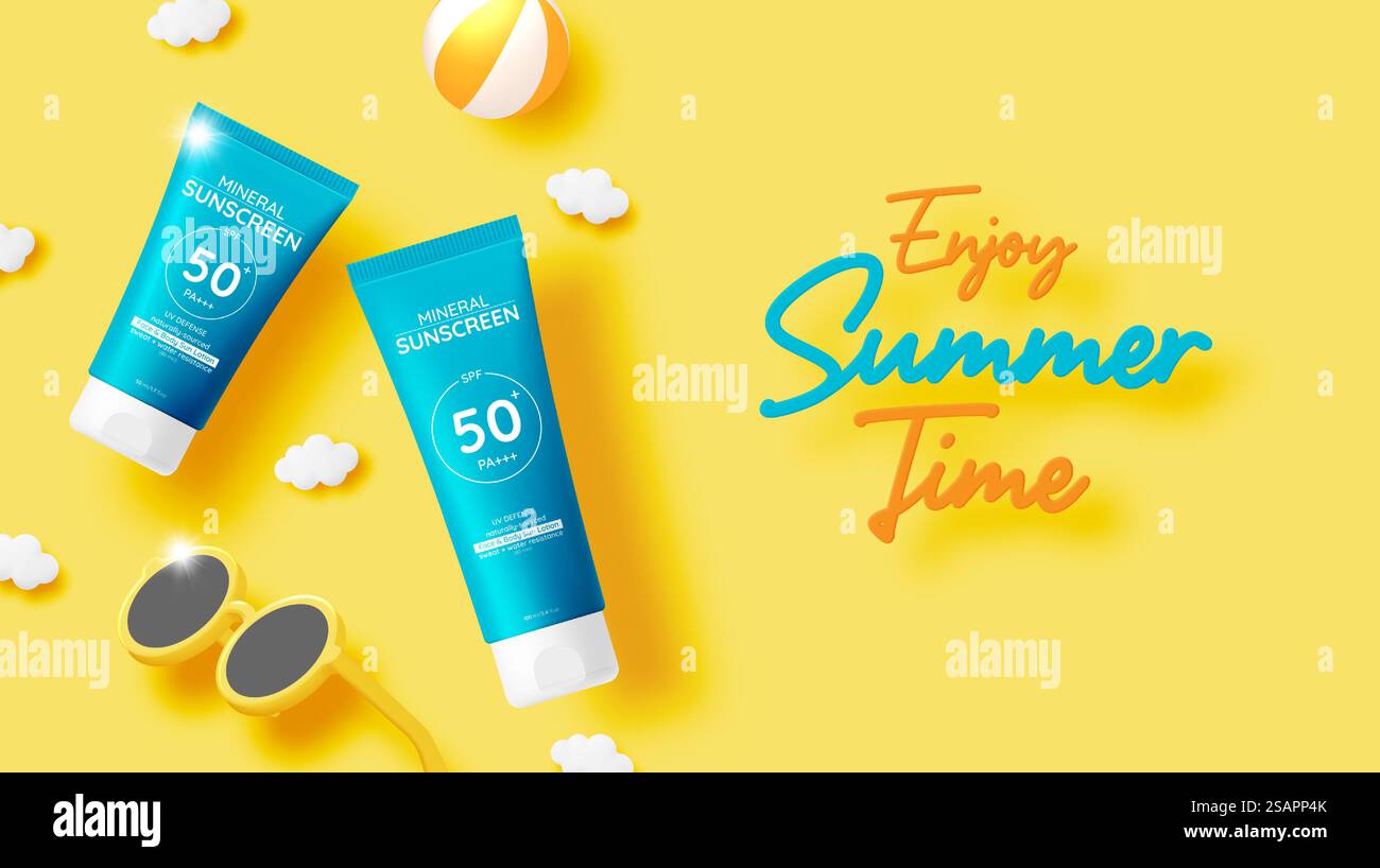 Protection cosmetic products design,sunscreen and sunbath cosmetic ...