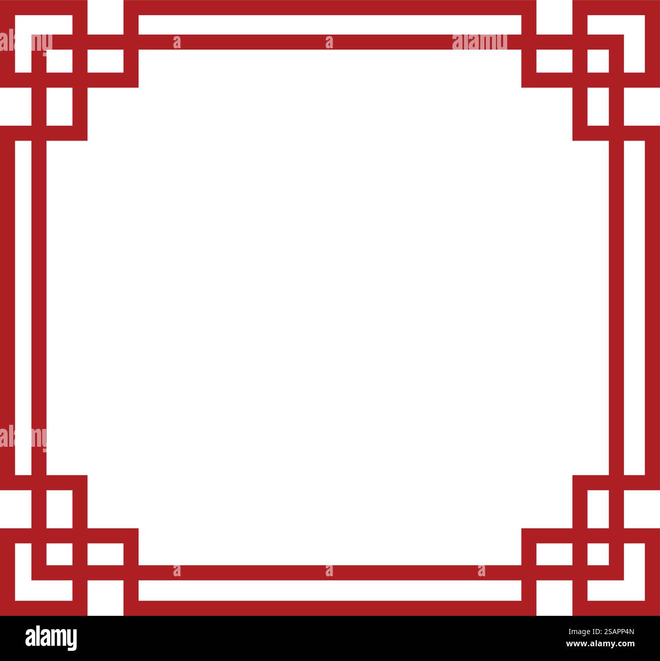 Square frame in chinese style. Red line border isolated on white ...