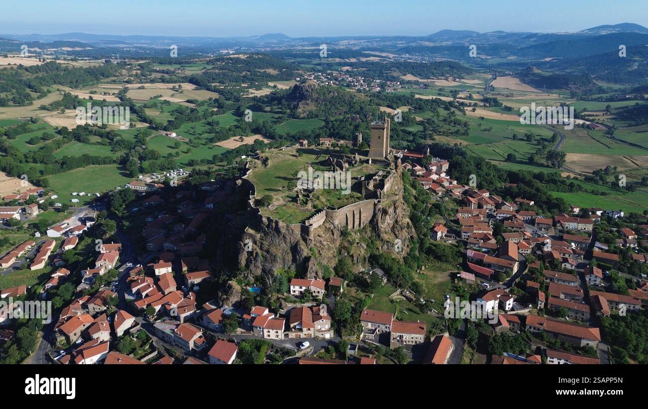 drone photo Polignac fortress france europe Stock Photo - Alamy