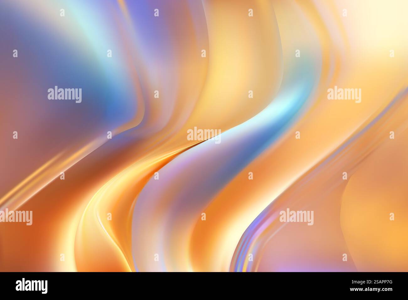 Abstract background of golden hologram waves with blue hues Stock ...