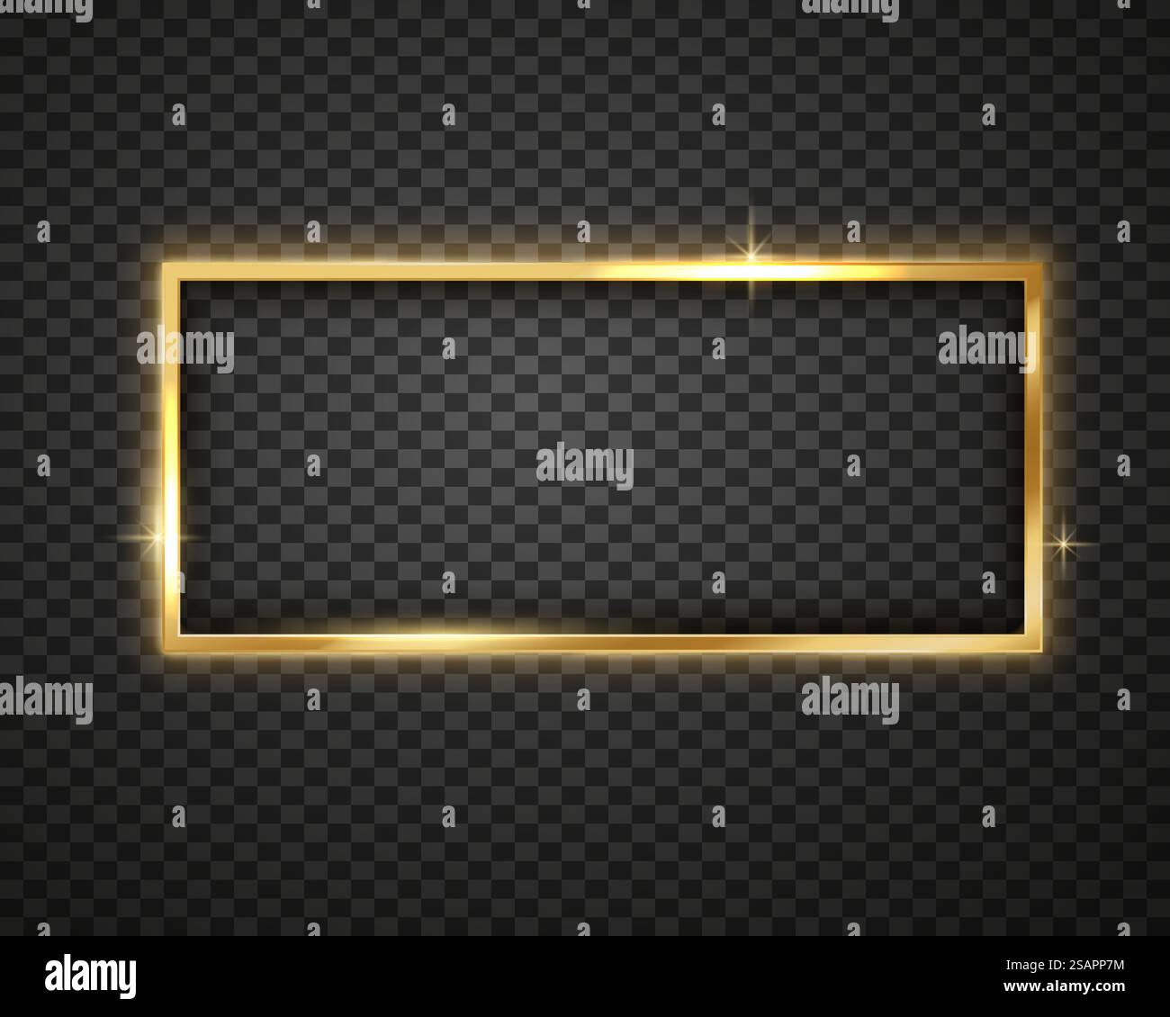 Gold Metal Rectangular glossy Frame with shadow. Realistic vector ...