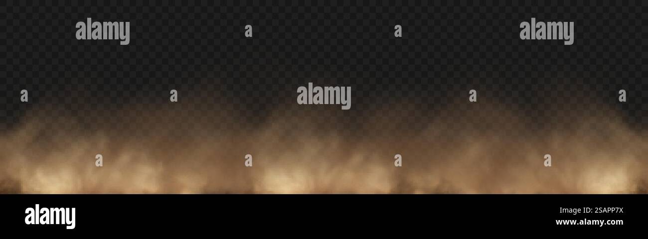 Vector sandy dust cloud. Sandstorm isolated on transparent background ...