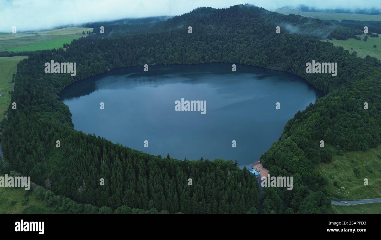 drone photo Pavin lake france europe Stock Photo - Alamy
