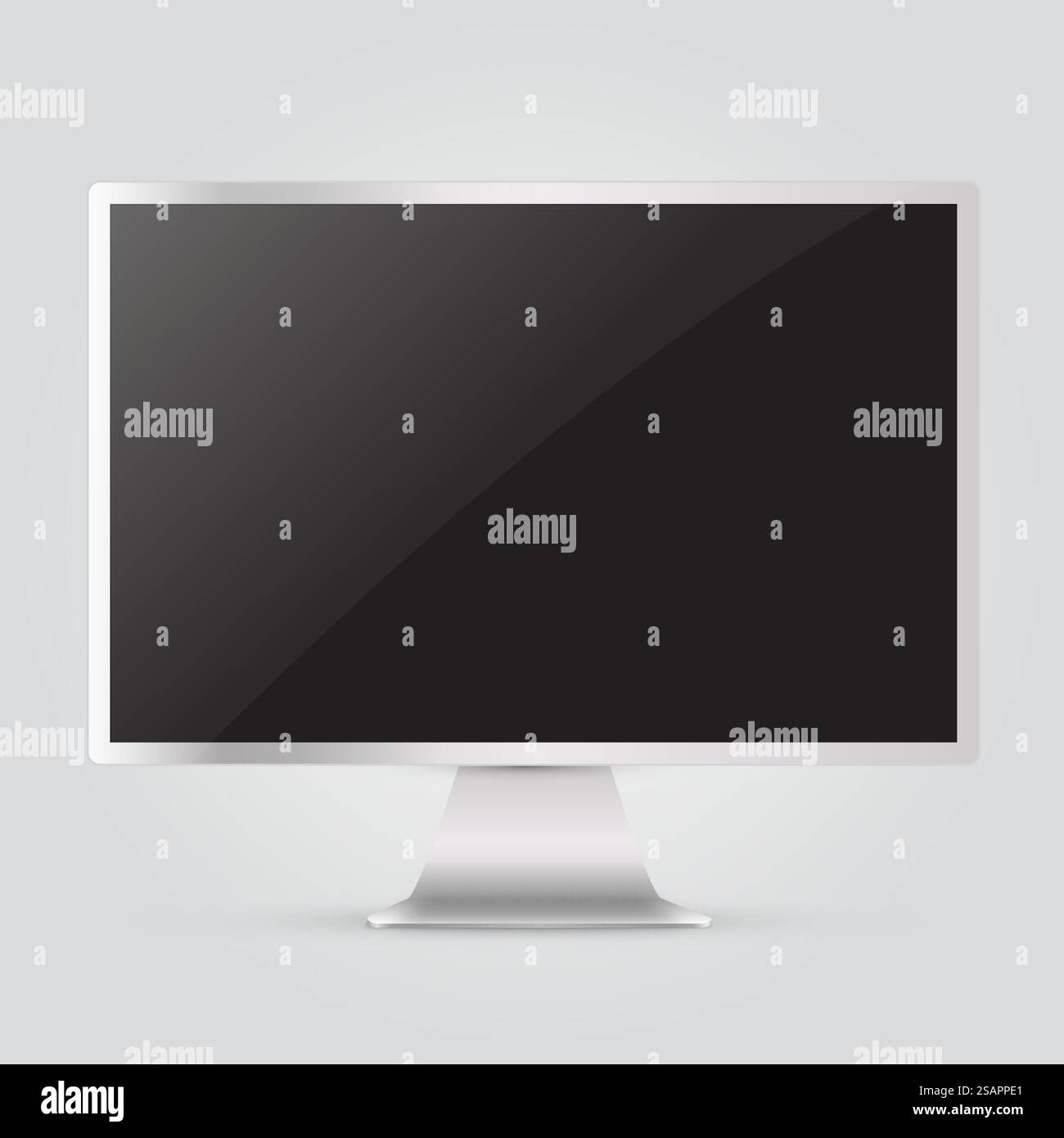 Abstract monitor.Silver color with black blank touch screen. Isolated on white background ...