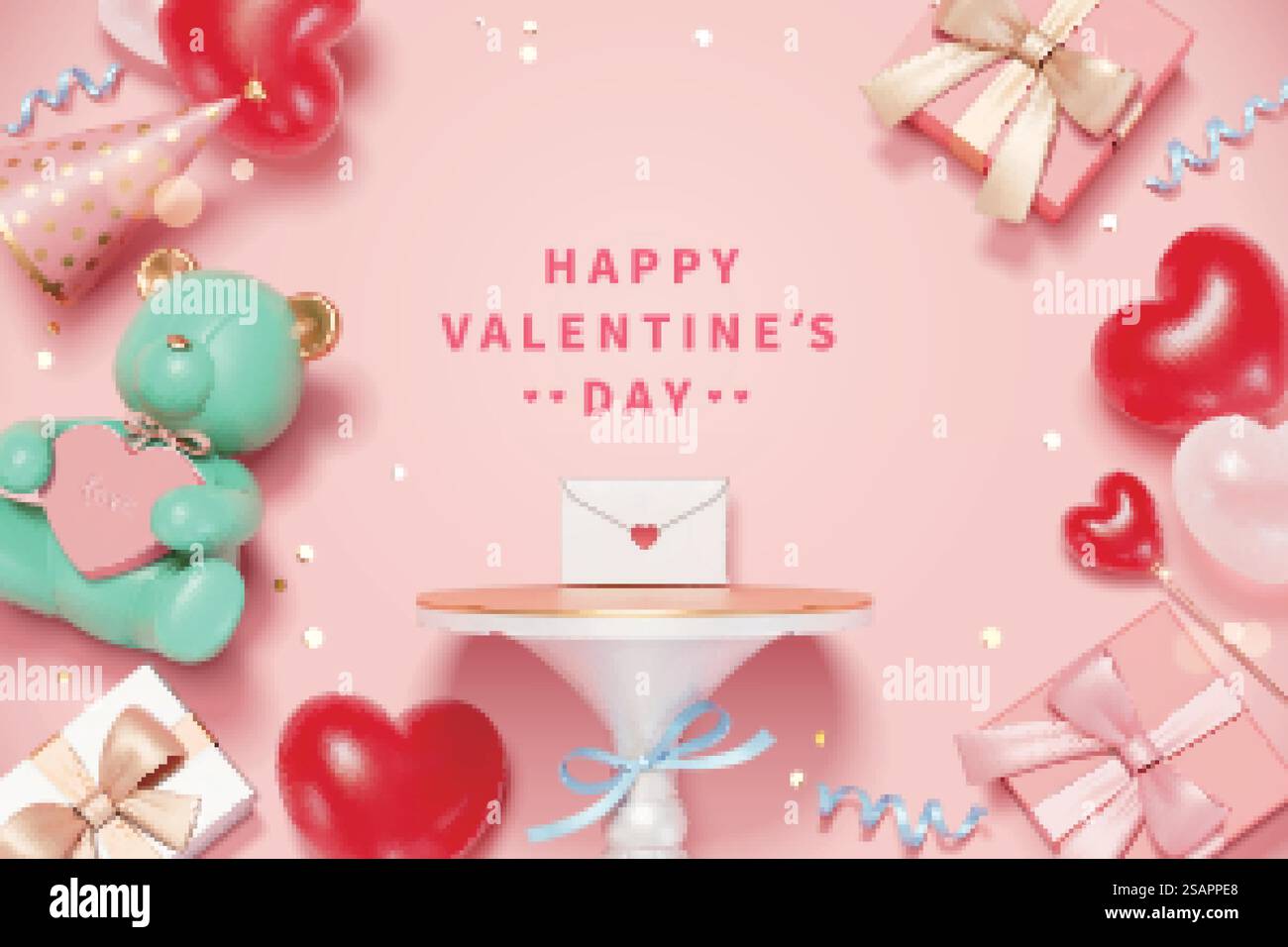 3d romantic party scene design Stock Vector Image & Art - Alamy