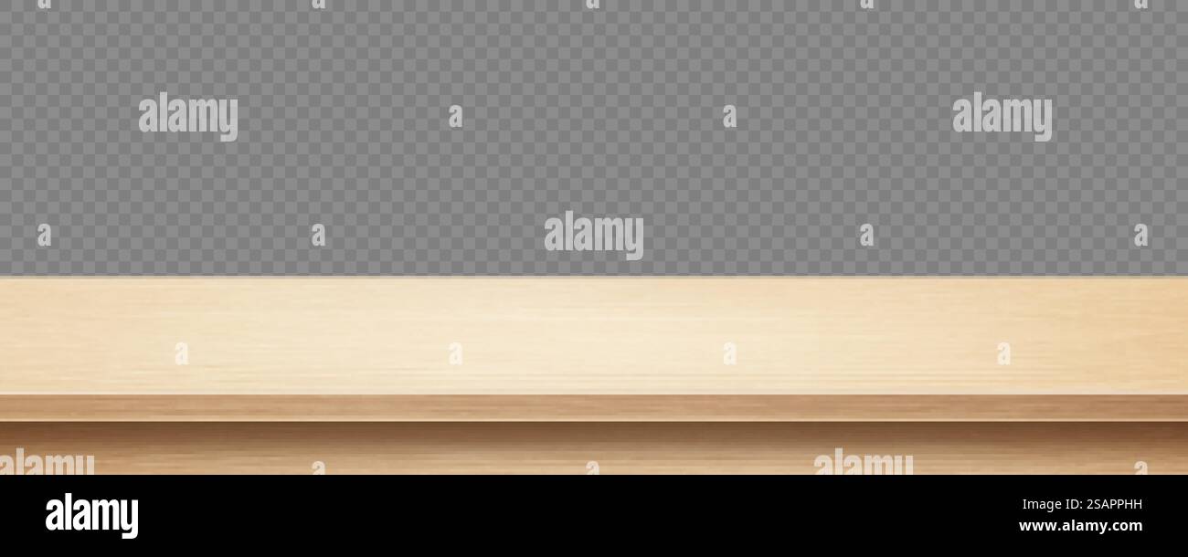 Wooden surface of desk isolated on transparent background. Kitchen top ...