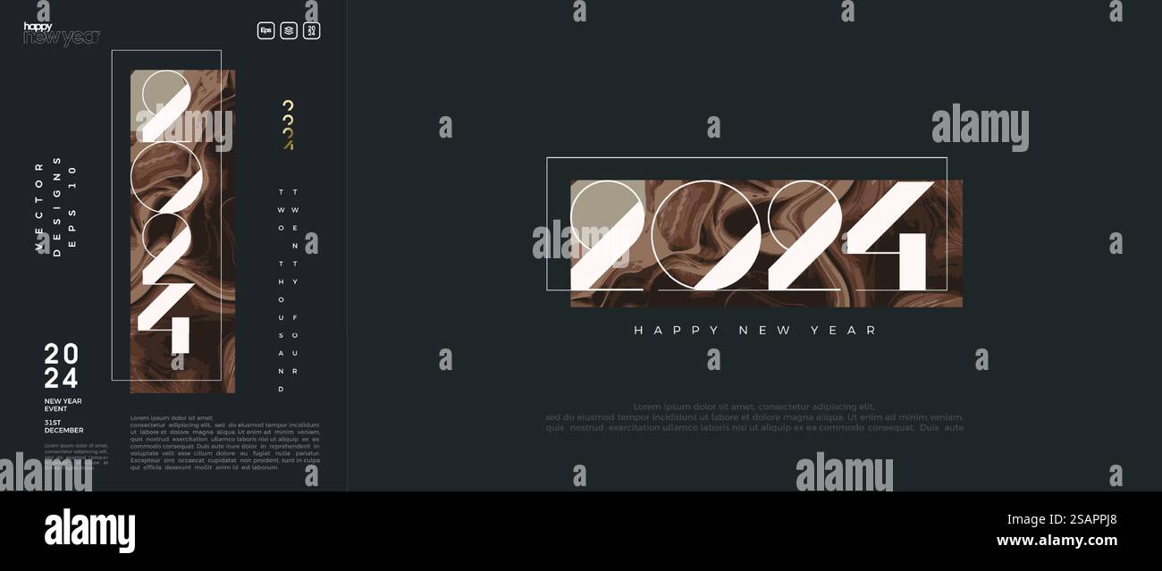 Happy new year unique design. With the number 2024 above the abstract ...