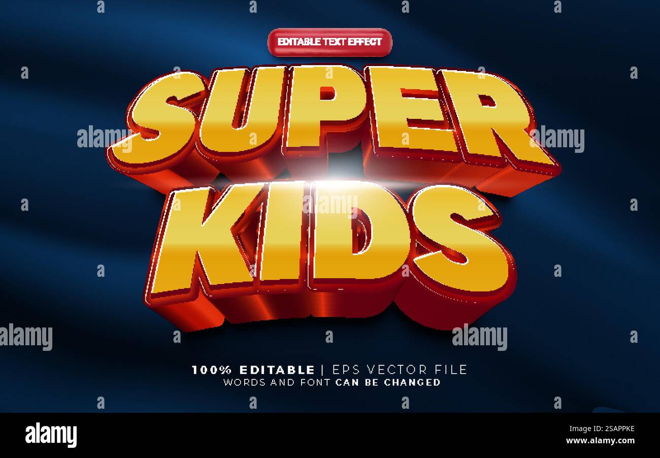 Super Kids Hero 3D editable text style effect template Stock Vector ...