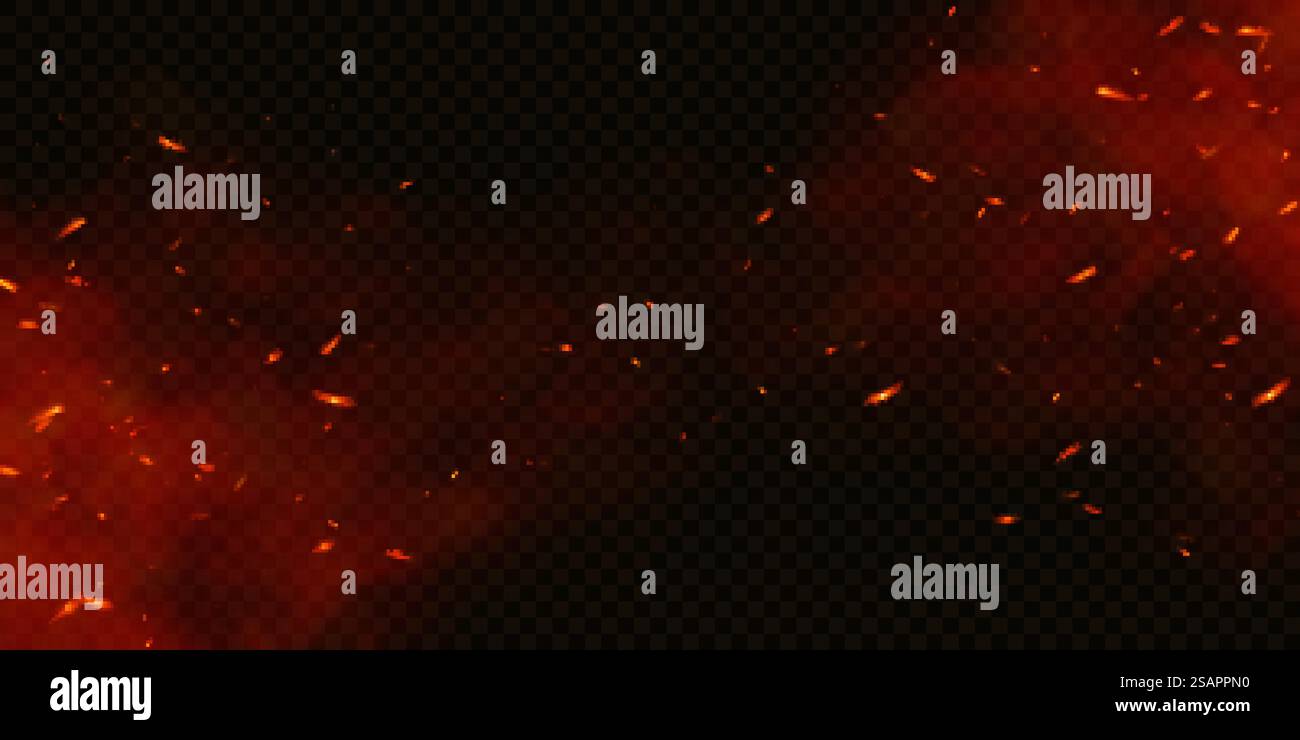 Vector fire sparks. Burning glowing particles. Flame of fire with ...