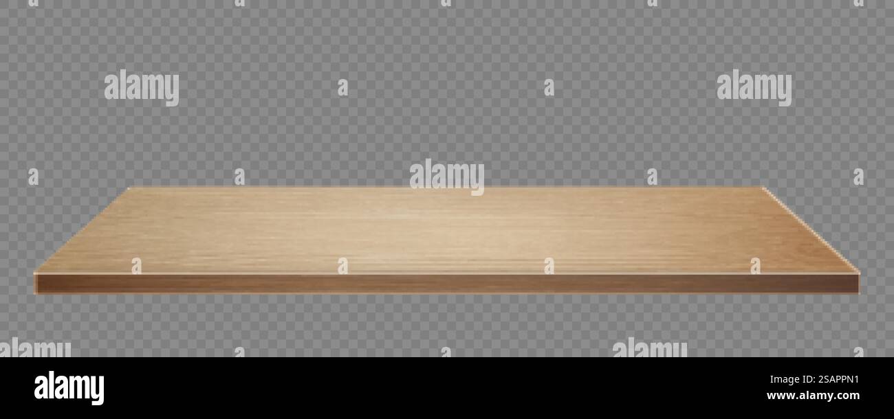 Wooden surface of desk isolated on transparent background. Kitchen top ...