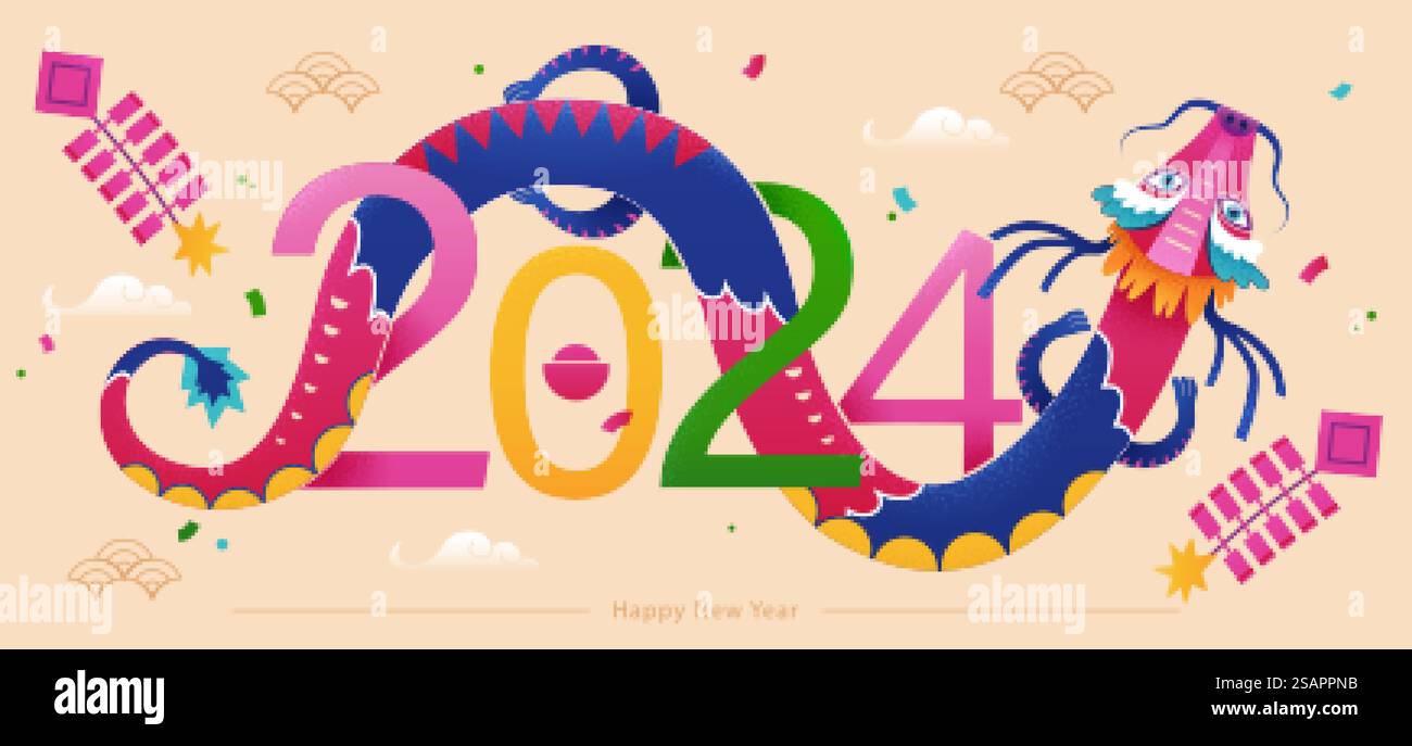 2024 colorful dragon CNY banner Stock Vector Image & Art - Alamy