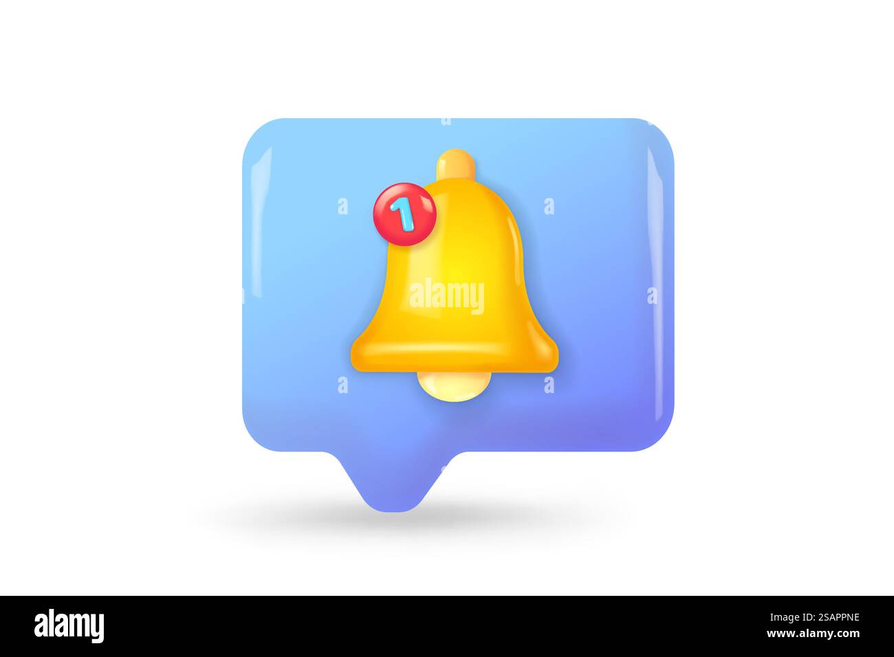 Notification message bell icon alert and alarm icon. 3d vector ...