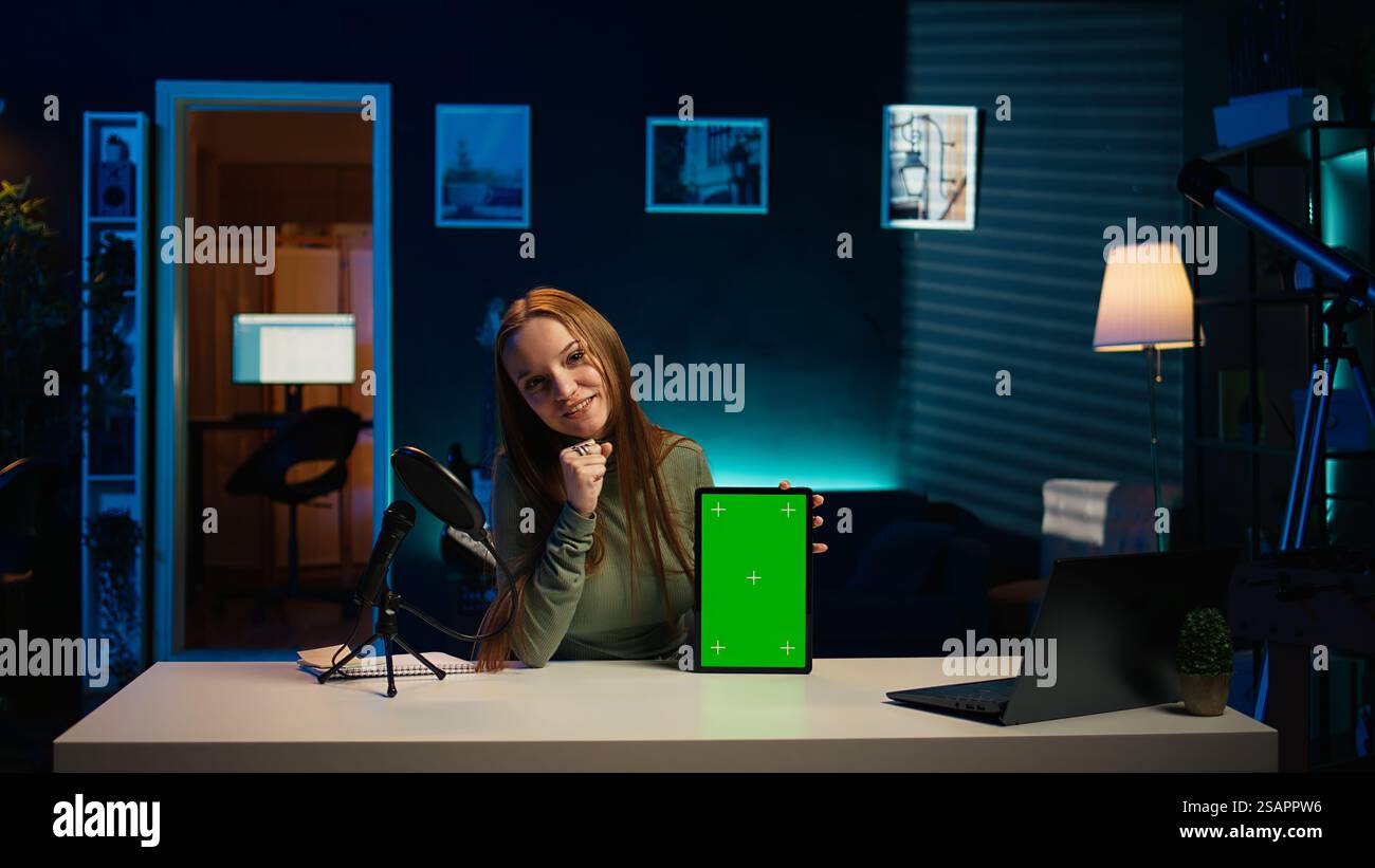 Tech guru excited to review newly released mockup tablet, comparing ...