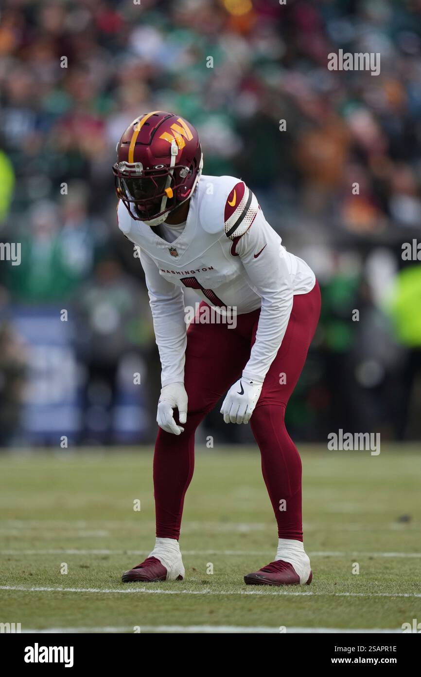 Washington Commanders' Noah Igbinoghene plays during the NFC Championship NFL football game ...
