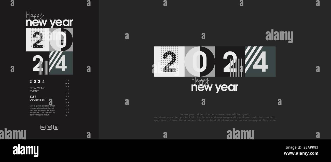 Unique retro happy new year 2024 poster design. Premium vector ...