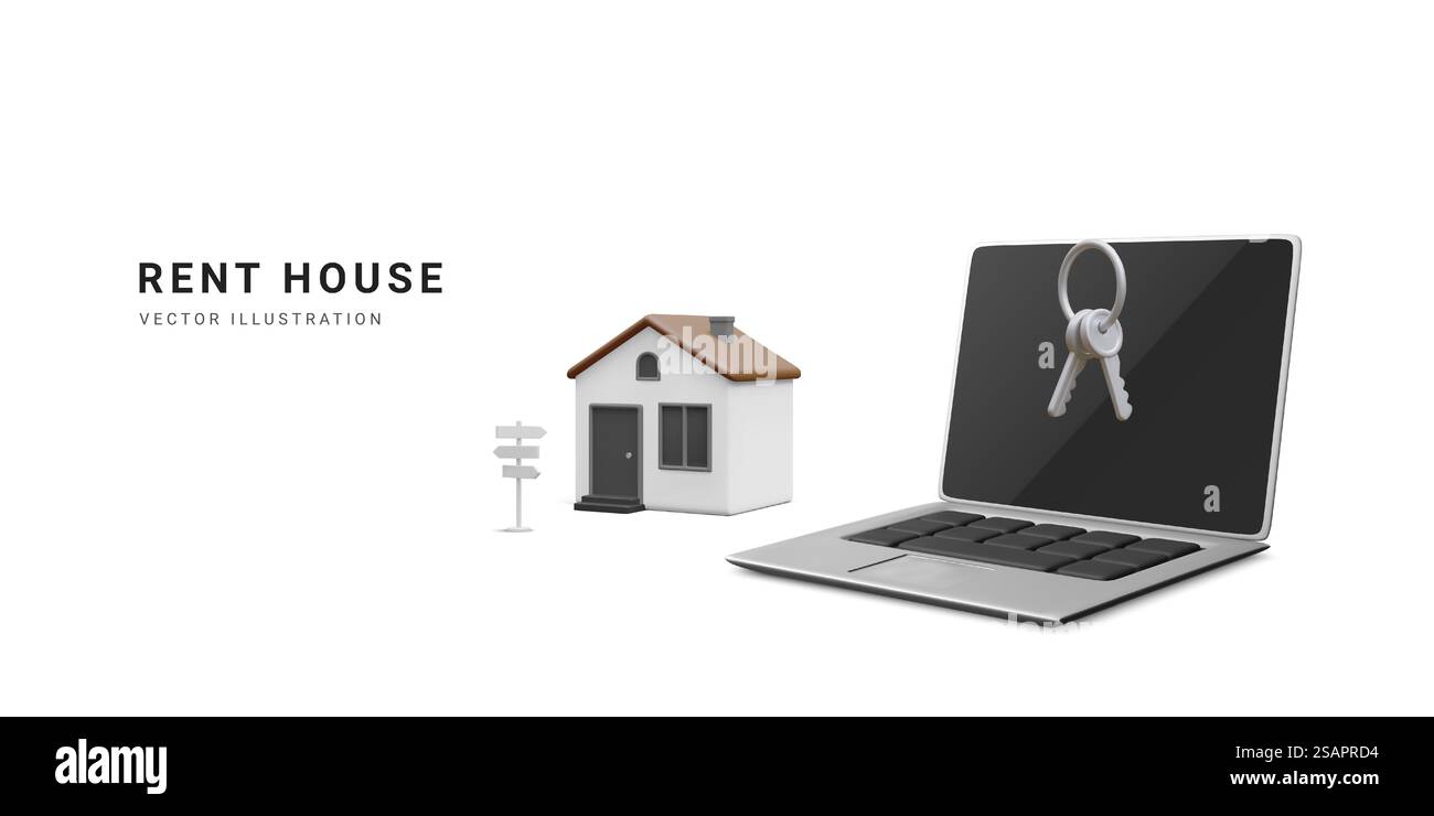 3d realistic online booking banner. Mobile application for book hotel ...