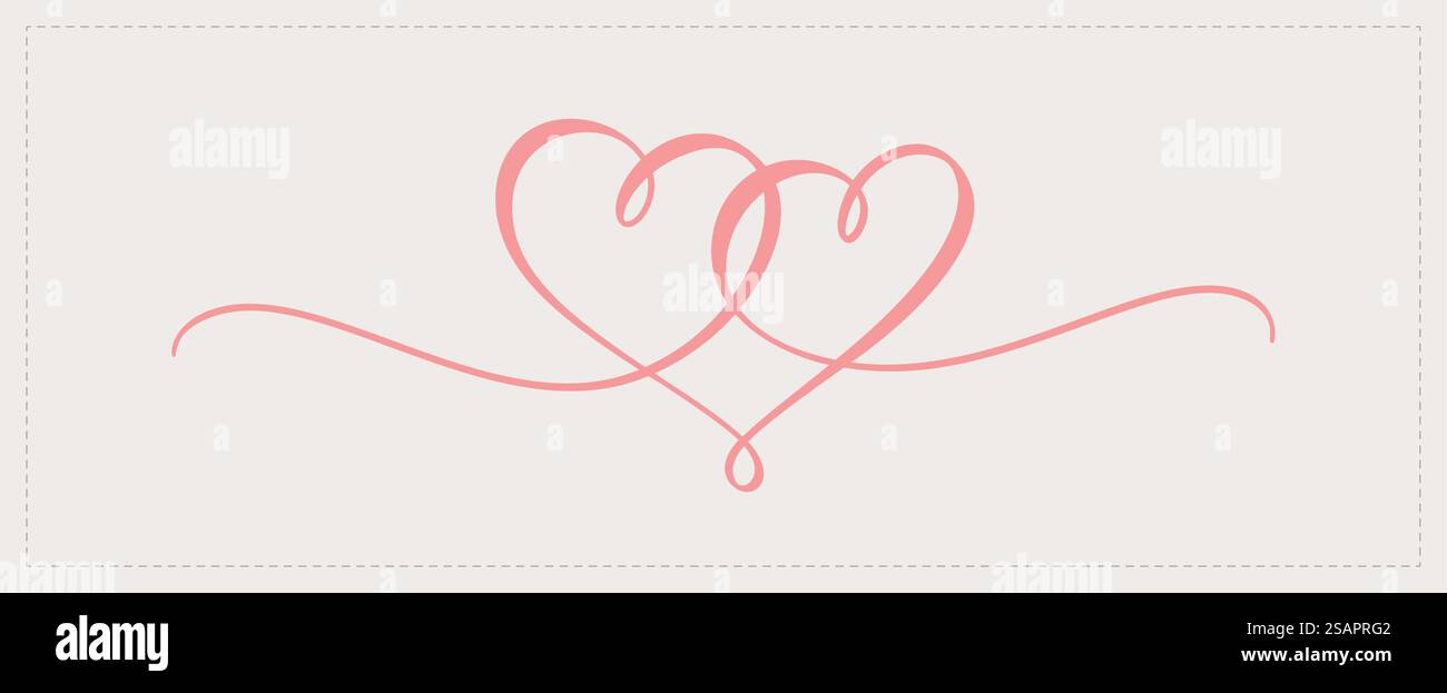 Calligraphy heart. Hand drawn flourish vector. Calligraphic pattern of ...