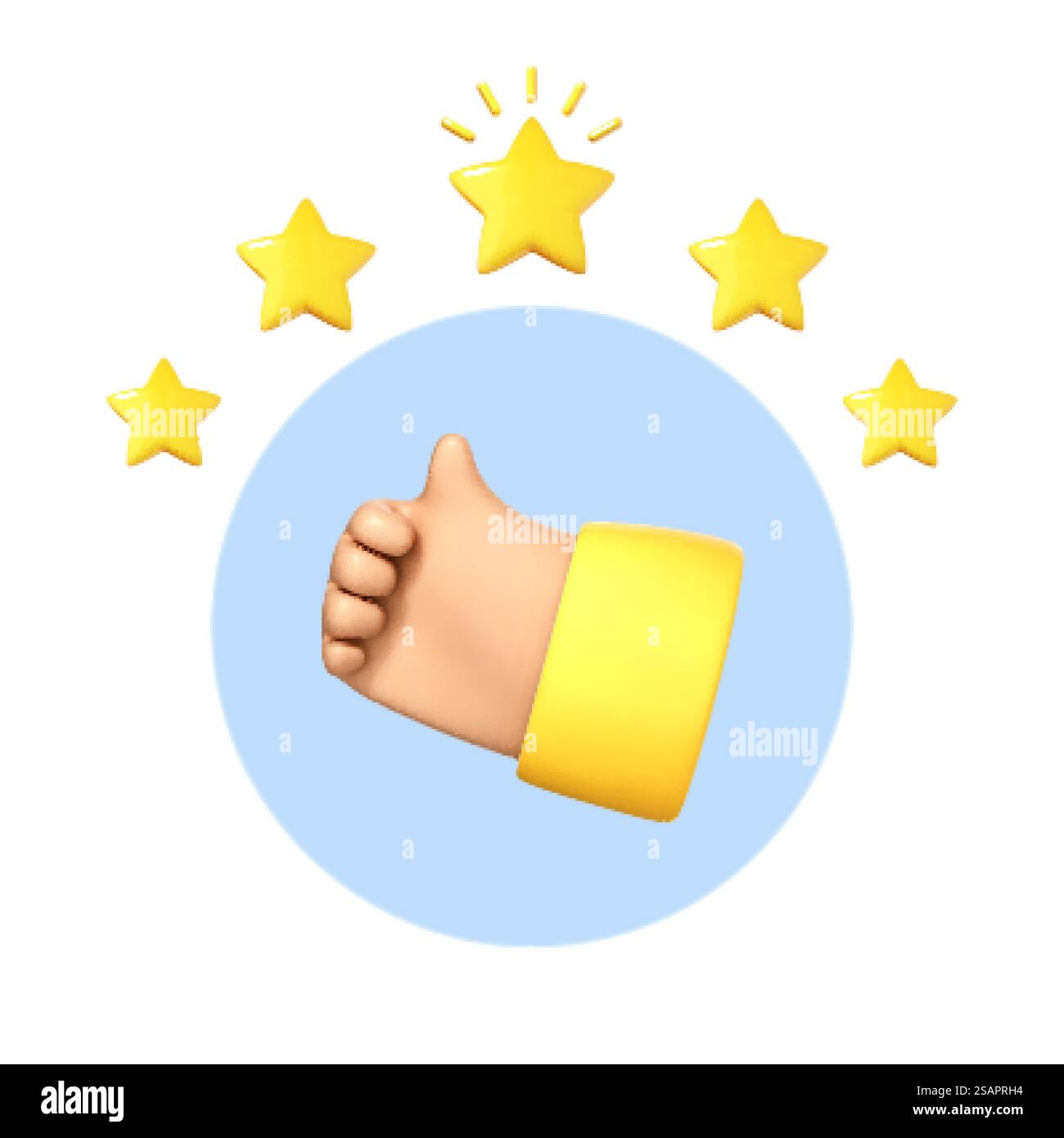 3D cartoon hand thumb up for success or good feedback. Positive concept ...