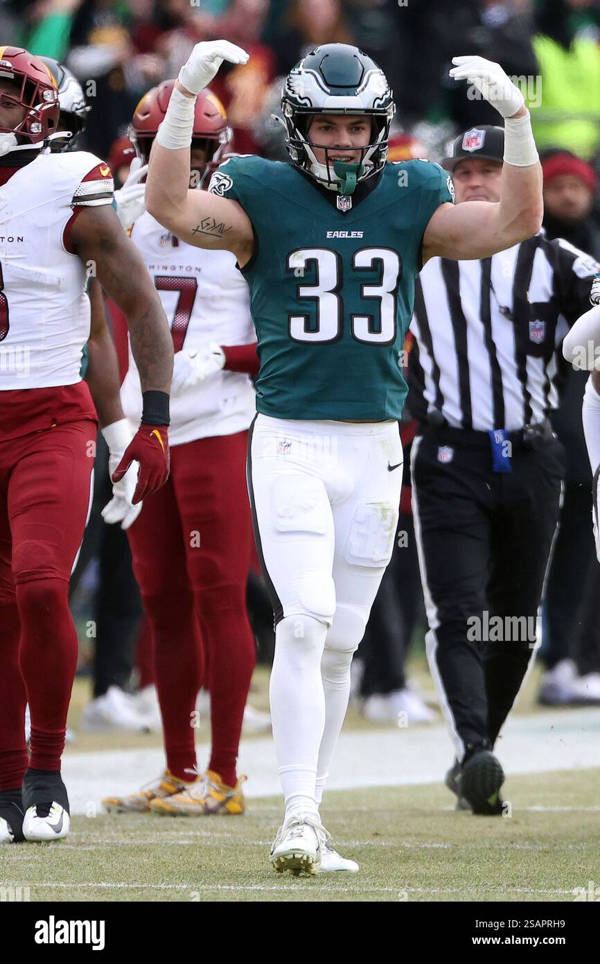 Philadelphia Eagles cornerback Cooper DeJean (33) celebrates during the ...