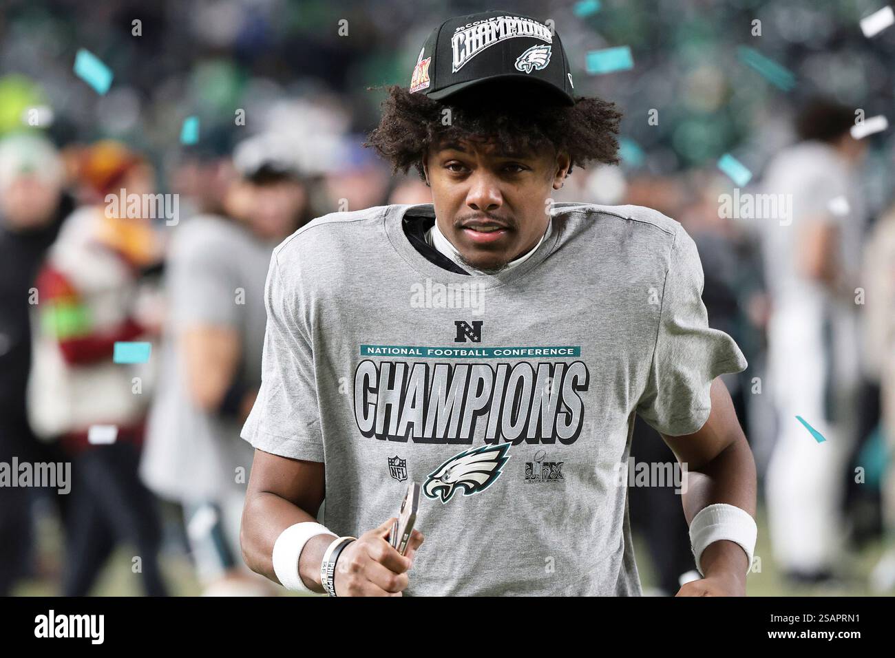 Philadelphia Eagles wide receiver Jahan Dotson (83) walks off the field after the NFC ...