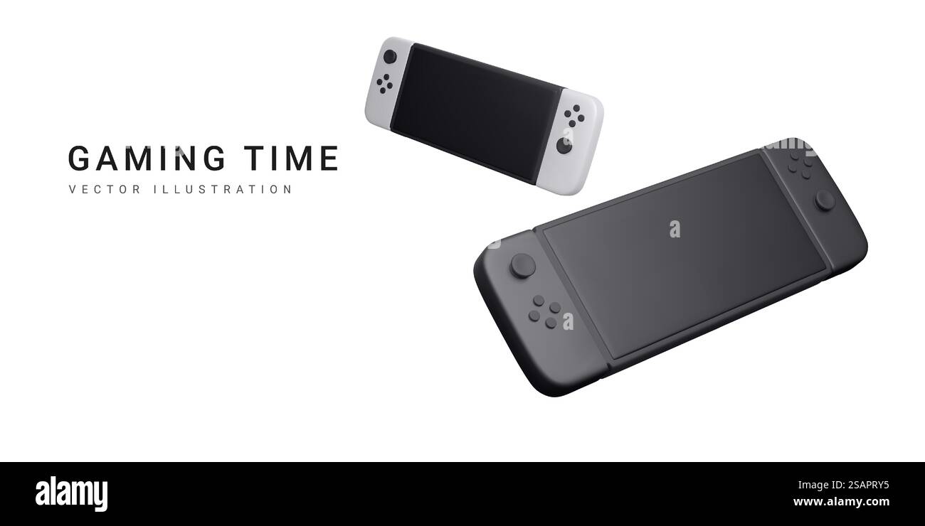 3d realistic gaming consoles isolated on white background. Video games ...