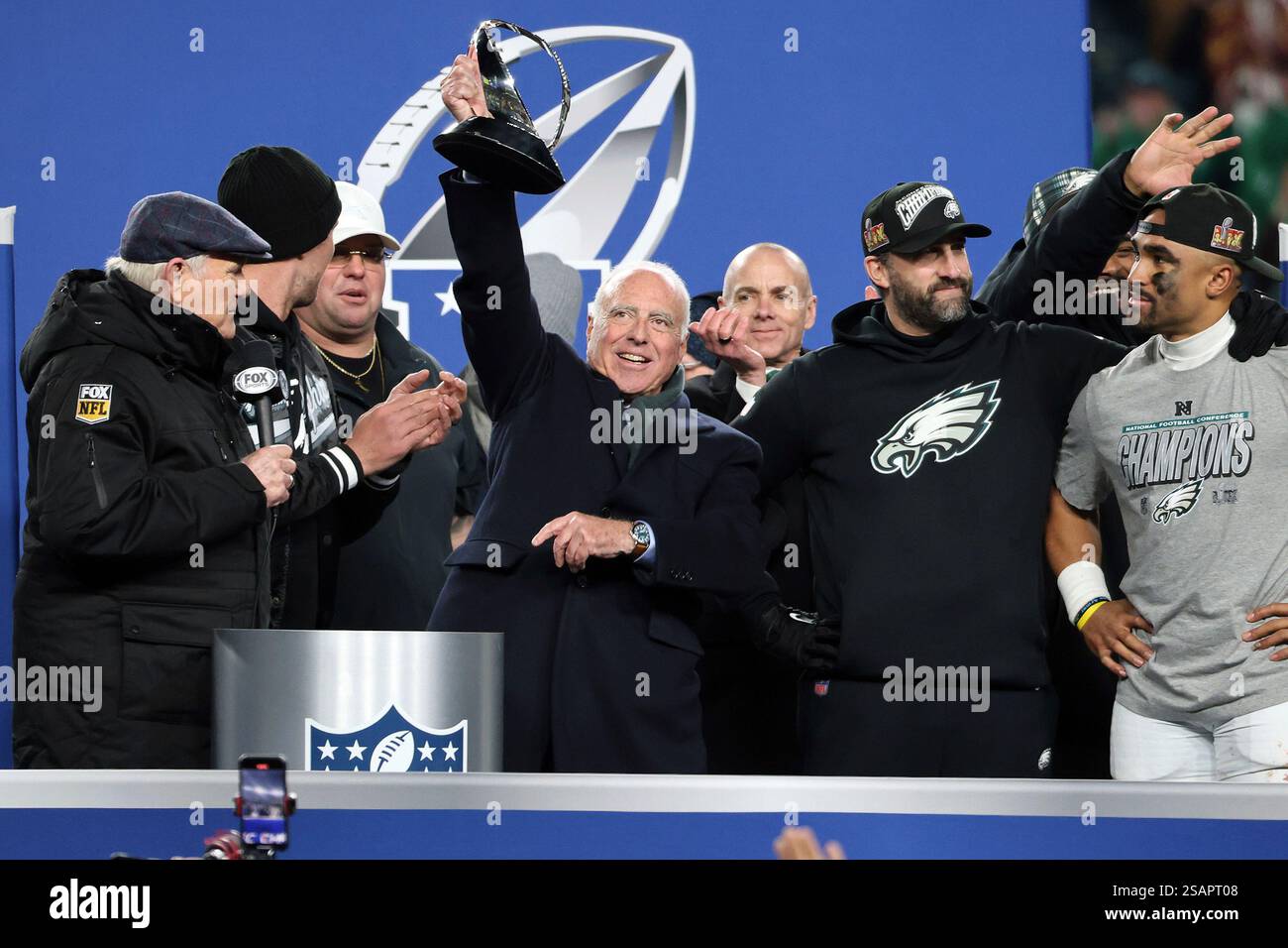 Philadelphia Eagles owner Jeffrey Lurie celebrates after winning the ...