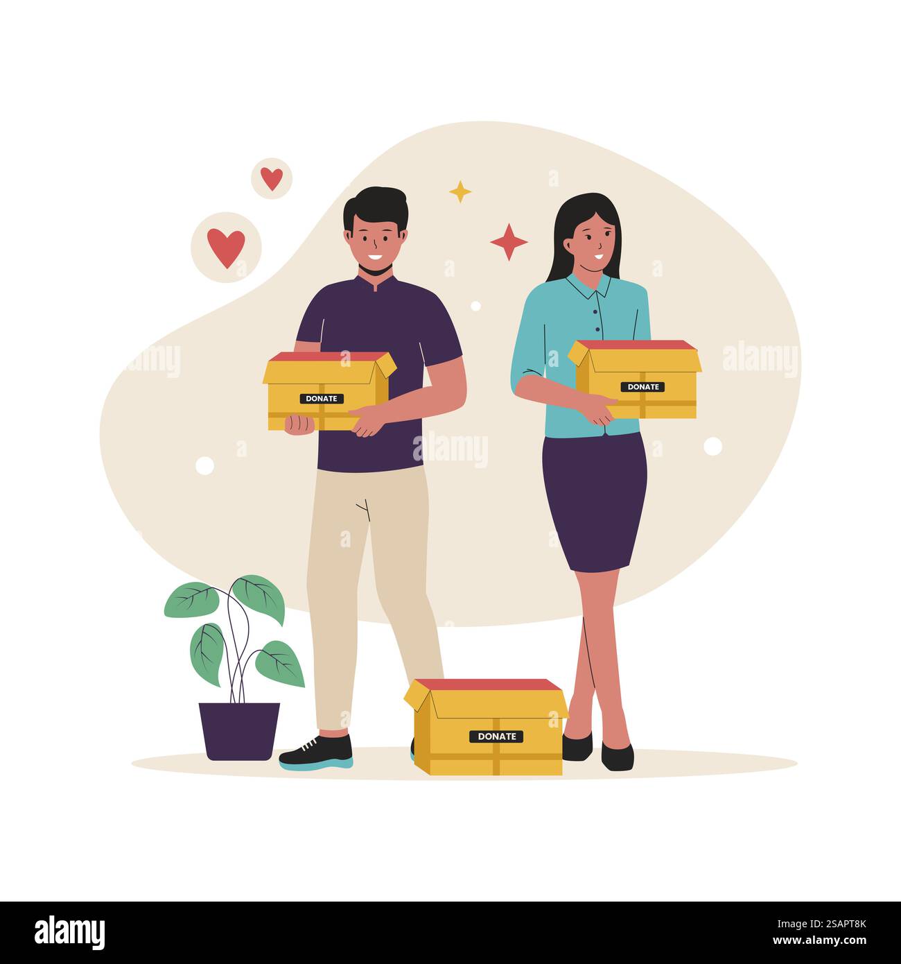 Vector hand drawn donation illustration. Flat vector illustration ...